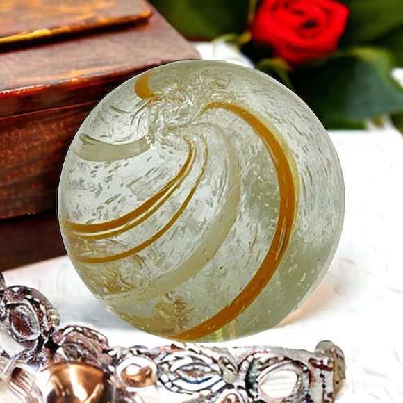 Games | Antique German Handmade Coreless Swirl Orange White Yellow ...